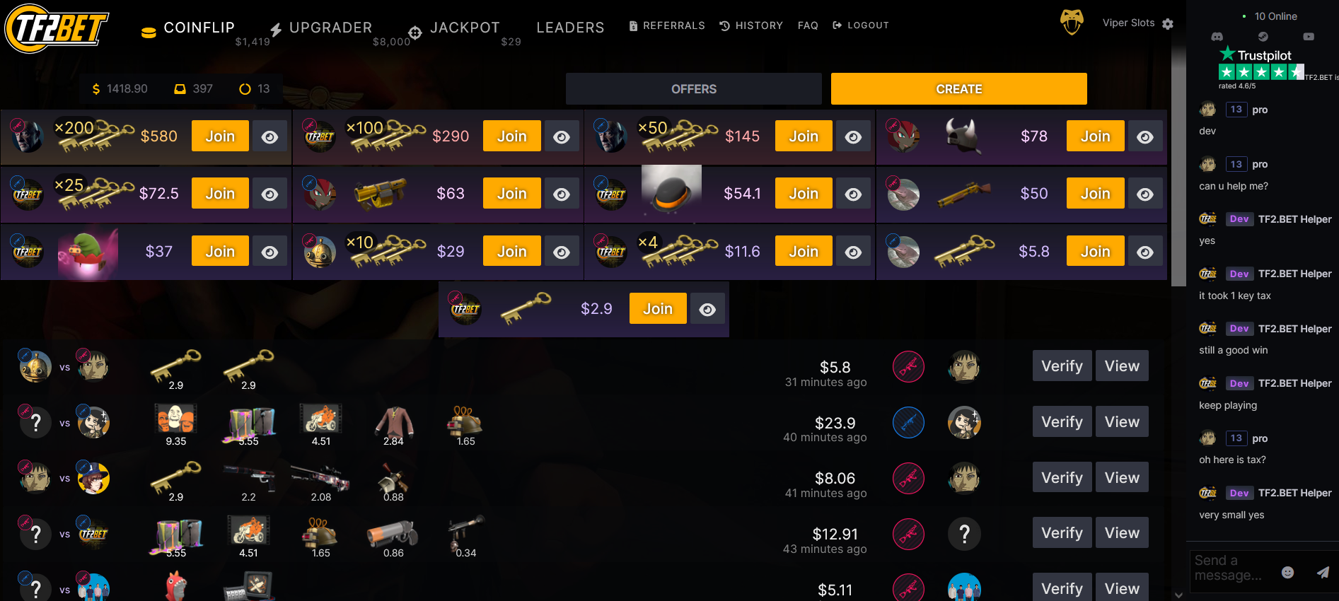 TF2 Bet Review | Play Provably Fair TF2 Game Modes | Viper Slots